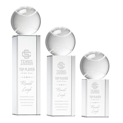 Tennis Ball Globe on Yoder Base Crystal Trophy | Crystal Trophies