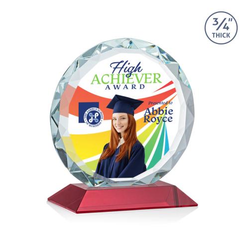 Clarke Full Color Red Circle Crystal Trophy TFY-AWV1792-R