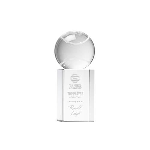 Tennis Ball Globe on Yoder Base Crystal Trophy | Crystal Trophies