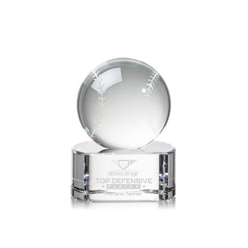Baseball Globe on Half Round Base Crystal Trophy