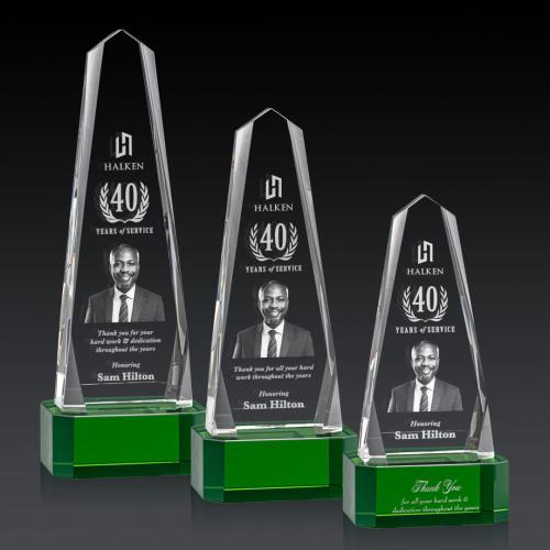 Geneva 3D on Base Green Obelisk Crystal Trophy | Trophy