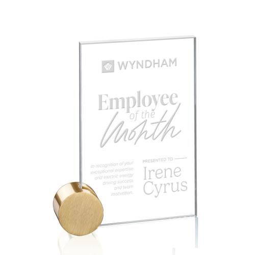 Marquez Starfire/Gold Circle Rectangle Crystal Trophy