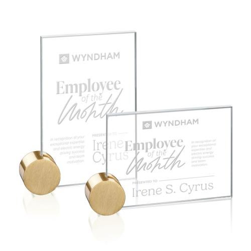 Marquez Starfire/Gold Circle Rectangle Crystal Trophy