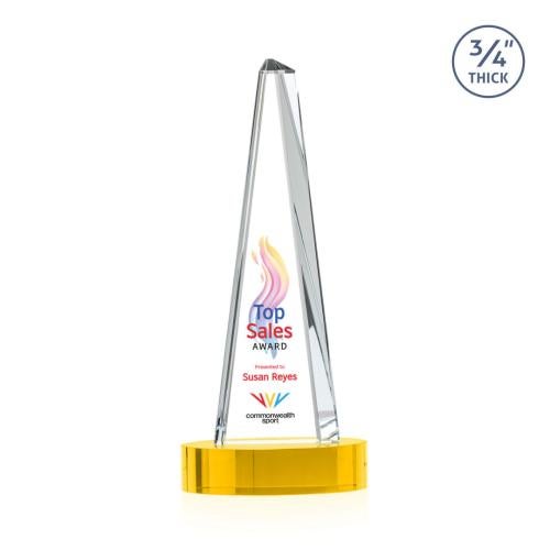 Crystal Trophies | Womack Tower Full Color on Alberton Base Gold Tower