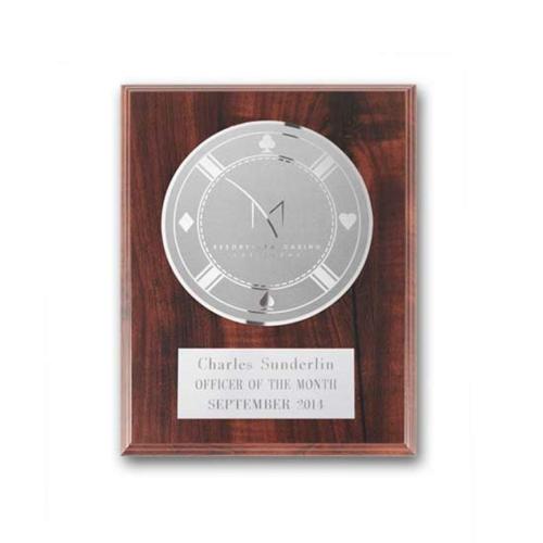 Etch/Frosted Plaque - Walnut Finish/Silver TFY-8202.19-WF