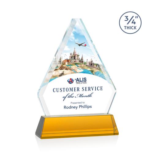 Mayer Full Color on Helton Amber Crystal Trophy | Crystal Trophies