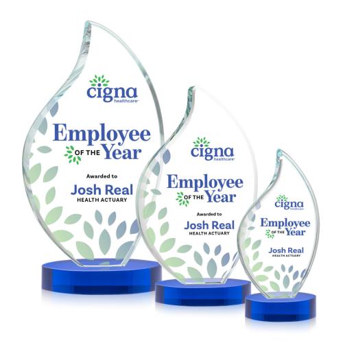 Teague Full Color on Alberton Base Blue Flame Crystal Trophy