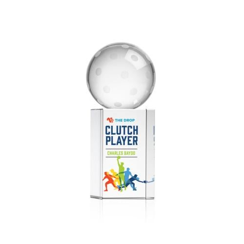 Pickleball Full Color Globe on Yoder Base Crystal Trophy