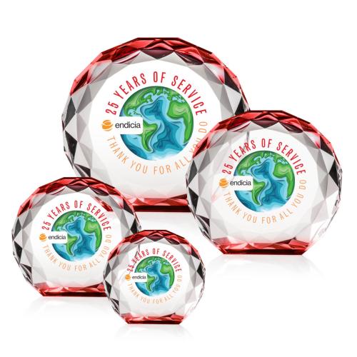 Milton Full Color Red Circle Crystal Trophy TFY-OPV7301-R