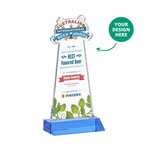 Crystal Trophies | EdgeCraft Full Color Unique on Mitered Base-Sky Blu