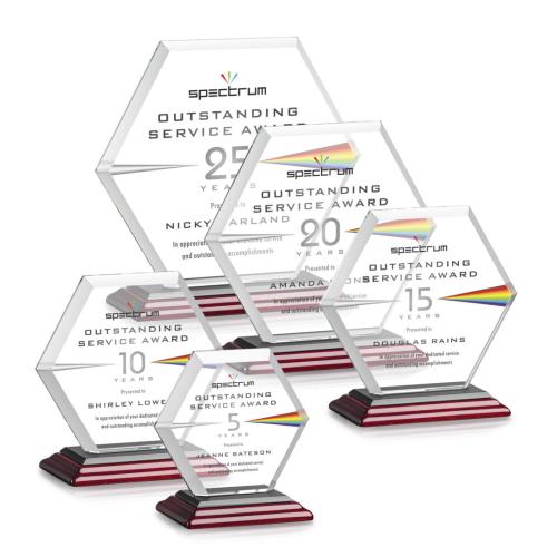Santos Full Color Rosewood Polygon Crystal Trophy